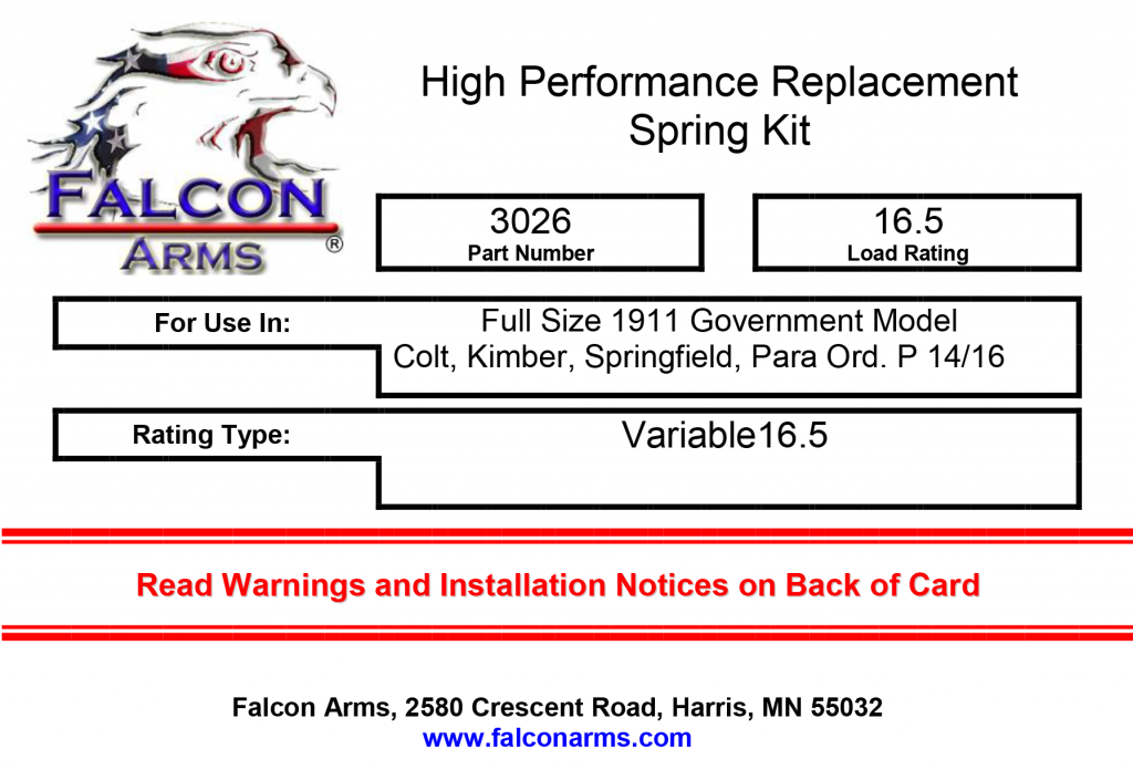 Colt 1911 Variable Recoil Spring Kit, 45 Gov Model & Variations ...